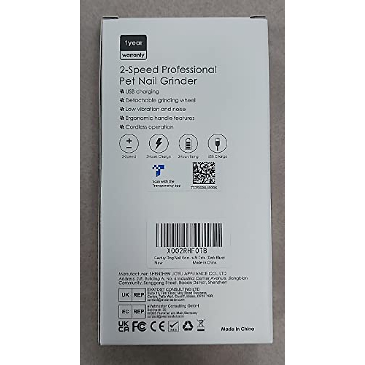 Casfuy Dog Nail Grinder Upgraded - Professional 2-Speed Electric Rechargeable Pet Nail Trimmer Painless Paws Grooming & Smoothing for Small Medium Large Dogs & Cats (Dark Blue)