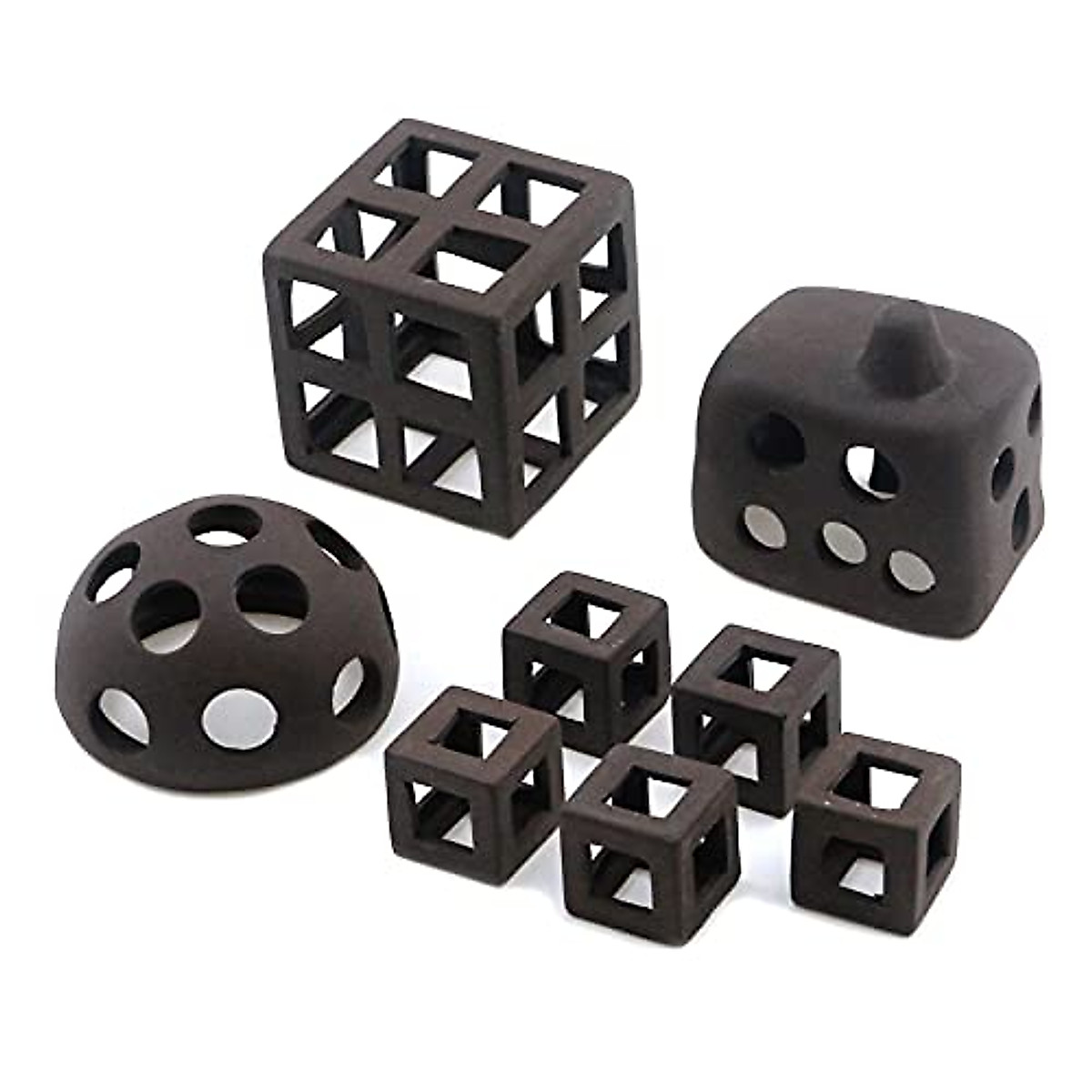 MY MIRONEY 8Pcs Ceramic Shelters Aquarium Ceramic Rock Cave Shelter Shrimp Betta Lizards Hideaway Breeding Cave Cubic Hideout Fish Tank Decor Ornament