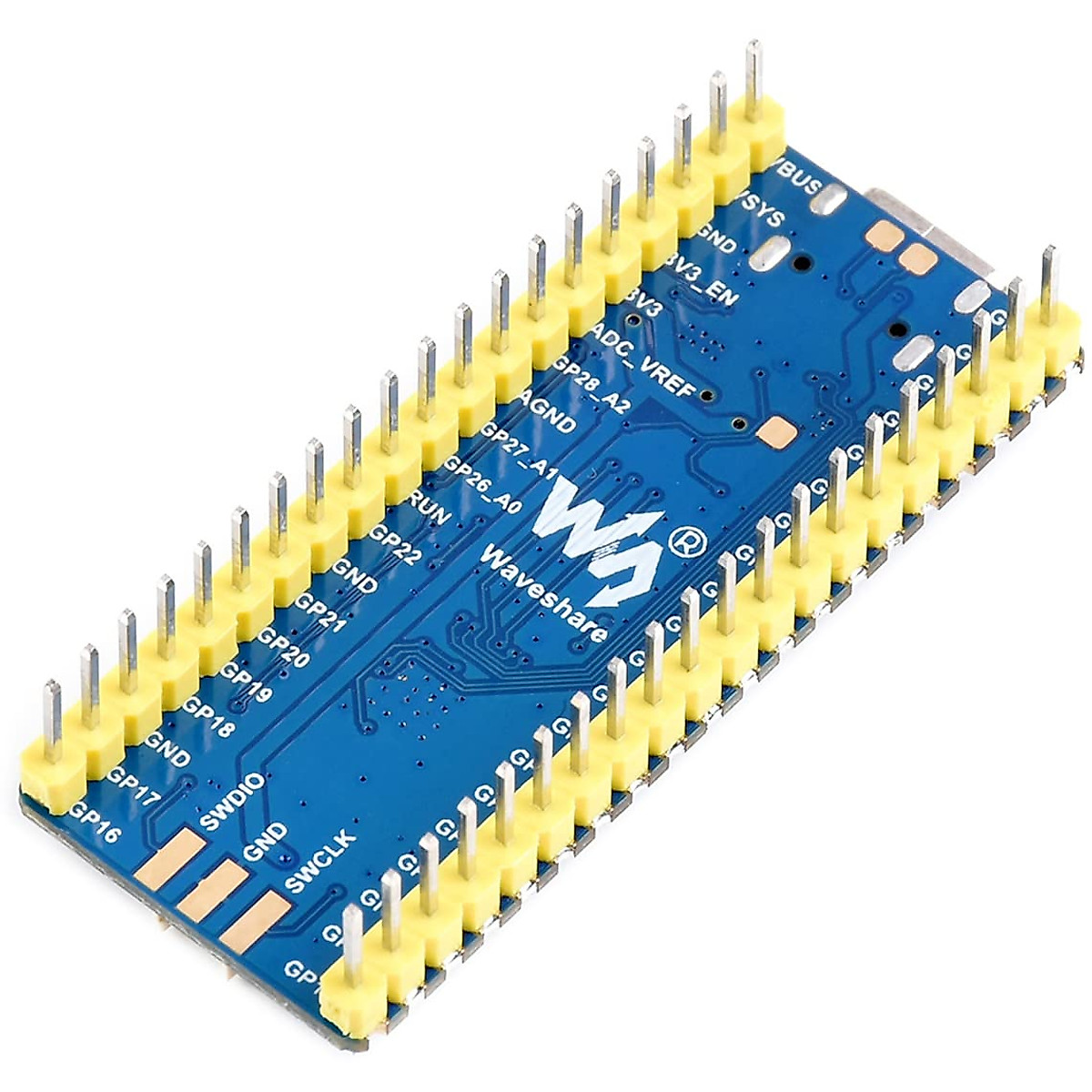 waveshare RP2040-Plus Board with Pre-Soldered Header, Pico-Like MCU Board Based on Raspberry Pi RP2040, Dual-Core Arm Cortex M0+ Processor Onboard 4MB Flash,USB-C Connector,Recharge Header,etc