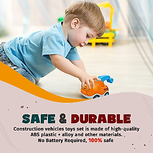 Toysery 6 Set City Cars and Trucks Toddler Toys, Pull Back Vehicles Toy Cars for Kids, Ambulance Toy, Police Car Toy, Crane, Agitating Lorry, Fire Engine Girl and Boy Toys, Friction Car Toy Play Set