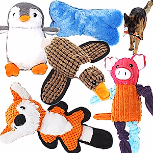 Jalousie 5 Pack Value Bundle Dog Toys Assortment Dog Plush Toys Dog Squeaky Toys Assortment Puppy Pet Mutt Dog Toy Dog Squeak Toy for Medium Large Dogs