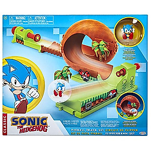 Sonic The Hedgehog Pinball Green Hill Zone , Track Play Set, 9 Piece, with Looping Action & Automatic Bumper Exclusive Sonic Sphere Included, for Ages 3+