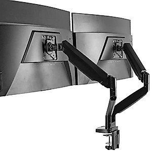 VIVO Premium Aluminum Heavy Duty Dual Monitor Arm for Ultrawide Monitors up to 35 inches and 30.9 lbs Each, Desk Mount Stand, Pneumatic Height, Max VESA 100x100, Black, STAND-V202Q