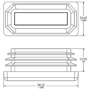 Caplugs 99395210 Plastic Plug for Rectangular Tubing. RER-1X1 1/2-10-14, PE-LD, Hole Width 1.000" Hole Length 1.500" Wall Thickness 10-14 Ga. (.134-.083)", Black (Pack of 40)