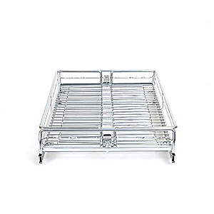 Origami Chrome One Tier 13" W x 21" D x 4”H, Slide Kitchen Adjustable Cabinet Organizer, Large, Silver