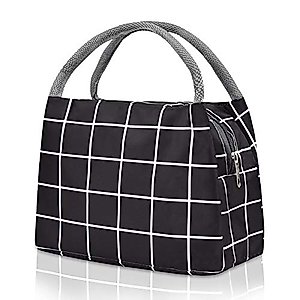 Homlouue Small Lunch Bag Insulated Adult Lunch Box Insulated Lunch Bags for Women Men Lunch Cooler Tote Bag for Work Picnic Outgoing (Black)