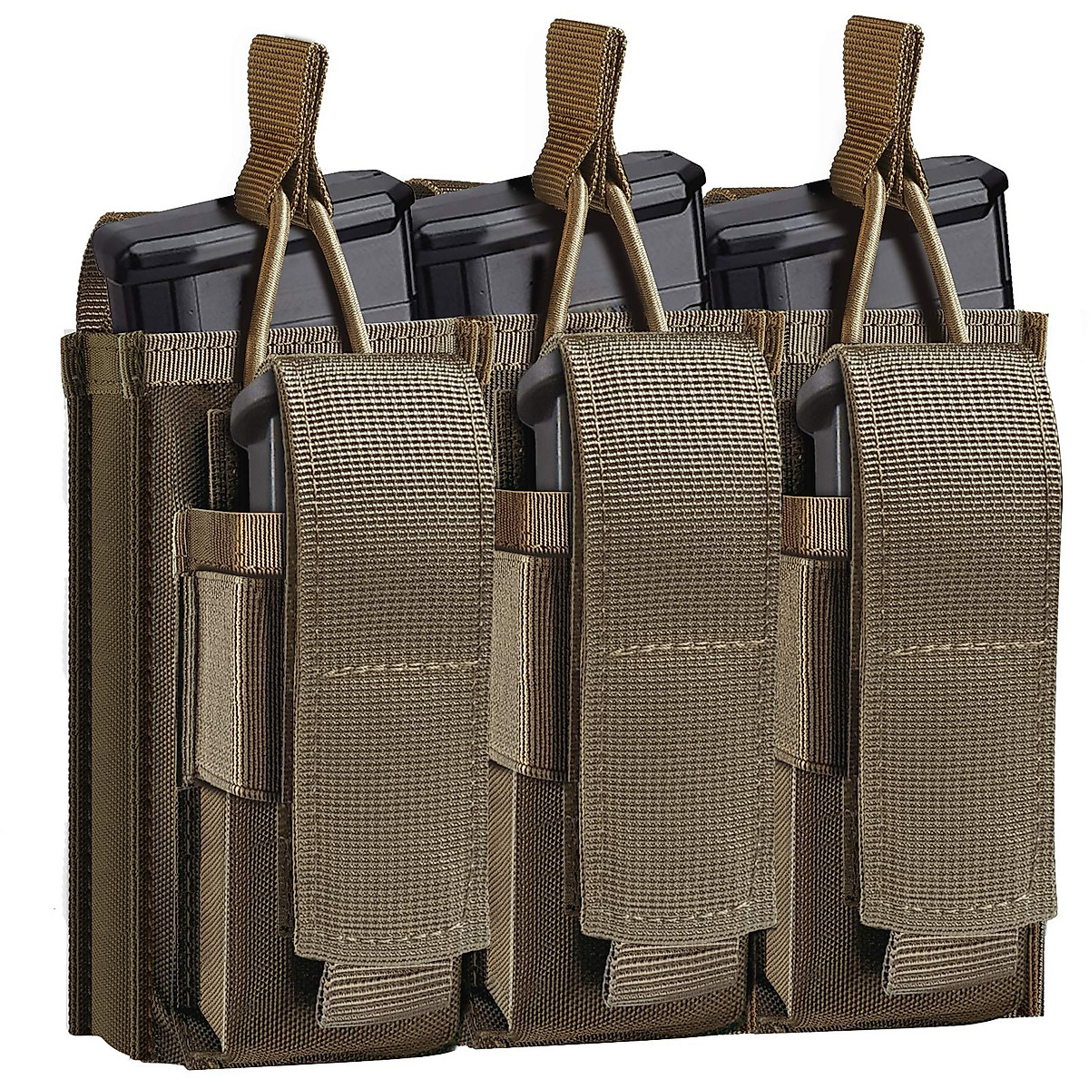 ELVO Tactical Molle Mag Pouch, Open-Top Molle Double/Triple Stacker 5.56 7.62 Magazine Pouches Holder Carrier for Rifle M4 M14 G36 HK416 AR-15 and Glock 17 19 M1911 9MM Magazines Holster