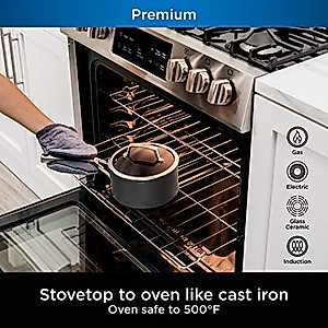 Ninja C30235 Foodi NeverStick Premium 3.5-Quart Saucepan with Glass Lid, Hard-Anodized, Nonstick, Durable & Oven Safe to 500°F, Slate Grey