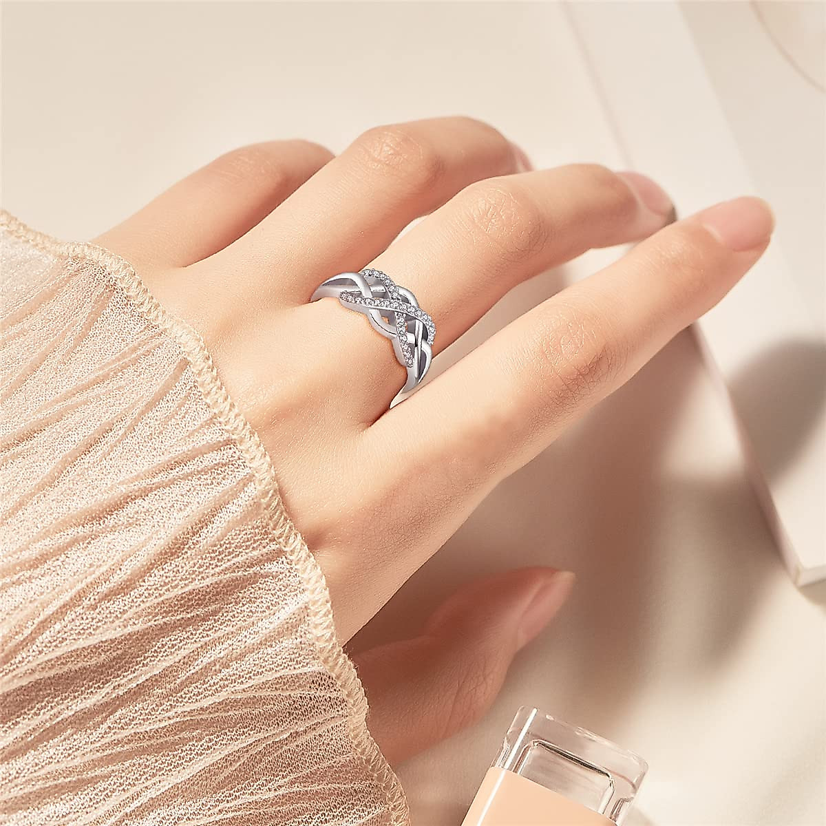 STARCHENIE Infinity Promise Ring for Women 925 Sterling Silver Engagement Wedding Band Anniversary Jewelry Size 7