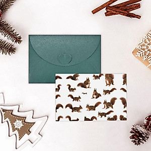 MQGMZ Cute Squirrels Print Holiday Greeting Cards Blank Note Cards With Envelopes For All Occasions Birthdays
