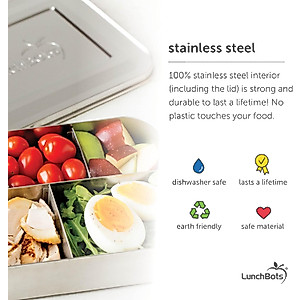 LunchBots Medium Uno Stainless Steel Sandwich Container - Open Design for Wraps - Salads or a Small Meal - Eco-Friendly - Dishwasher Safe and BPA-Free - Green Dots