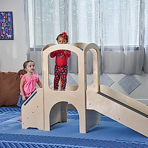 Children's Factory-ANG1617 Toddler Loft Set, Kids Indoor Play Equipment, Sliding/Climbing/Crawling Toys for Preschool/Daycare/Playroom, Wooden Classroom Furniture