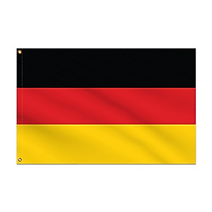 BannerBuzz Germany Flag Knitted Fabric 90 GSM - Lightweight, Bright & Vivid Colors, Brass Grommets Use for Indoor-Outdoor Purpose (9' W X 6' H)