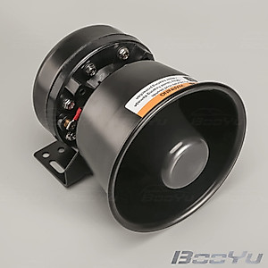 BooYu 200 Watt High-Performance PA Siren Horn Speaker [Black Steel] [8 Ohms] [125-135 dB] [IP66 Waterproof] [Compatible with 100-200 Watt Siren] for Police Car, Ambulance, Fire, Engineer Vehicles