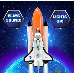 Number 1 In Service NASA Space Shuttle Toy for Kids Pretend Play 2 Piece Set Rocket Ship with Lights and Sound Diecast Spaceship for Boys Girls Toddlers
