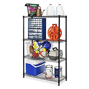 Whitmor Supreme 4 Tier Shelving with Adjustable Shelves and Leveling Feet - Black