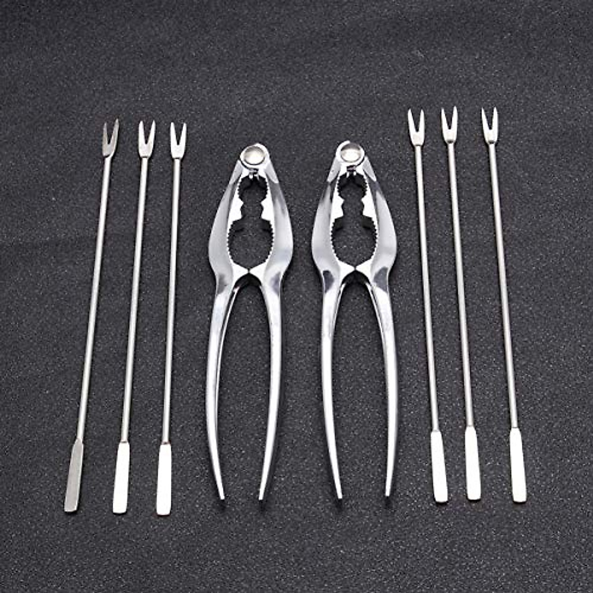 Household Tools Stainless Steel Set 8pcs Lobster Crackers and Picks Set Walnut Opener Crab Leg Tools Stainless Steel Seafood Crackers Forks Nut Set Zinc Alloy Household Tool Set