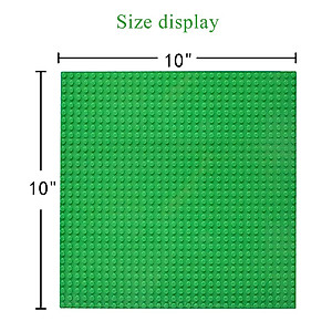 JNZong Classic Baseplates Building Base Plates for Building Bricks 100% Compatible with Major Brands-Baseplates 10" x 10", Pack of 6 (Green)