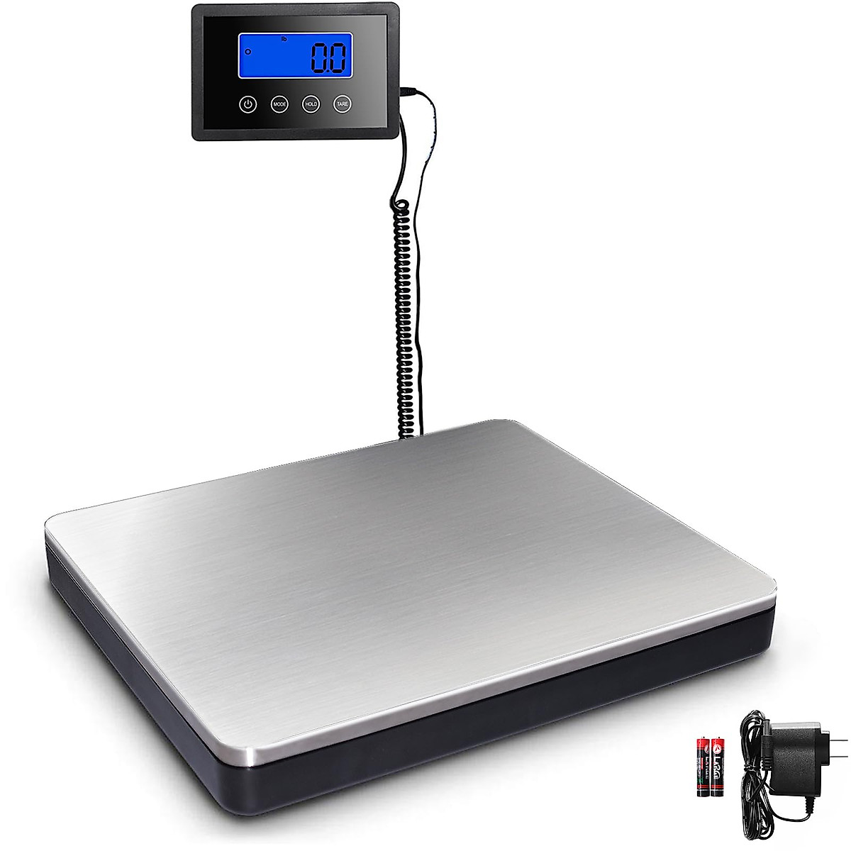 Fuzion Shipping Scale 360lb with High Accuracy, Stainless Steel Heavy Duty Postal Scale with Timer/Hold/Tare, Digital Postage Scale for Packages/Luggage/Post Office/Home, Battery & DC Adapter Included