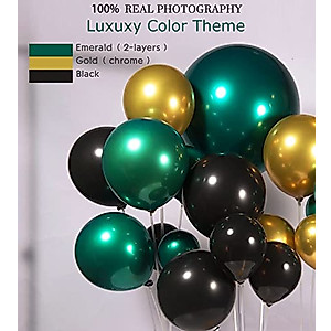Teal Emerald Green Balloon Garland Arch Kit Double Stuffed Dark Green With Black Gold Star Balloons for Birthday Party Wedding Christmas New Year eve Decorations