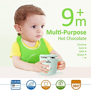 Valueder Kids Learning Cup Baby Trainer Mug for Milk Water Coffee, Hot Chocolate Juice Smoothies, 7oz, Bunny Tiffany