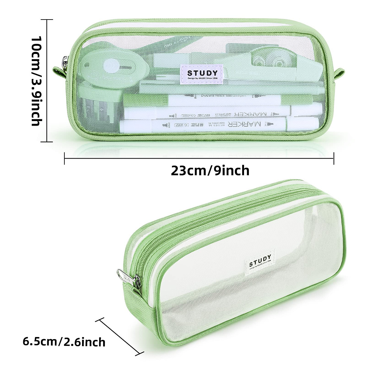 KALIDI Grid Mesh Pencil Case Large Capacity Pencil Case Big Pencil Pouch With Zipper Simple Stationery Bag Aesthetic Pen Bag for School Teen Girl Boy Multi-Purpose bag for office Men Women