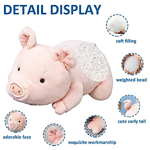 Fawowe Weighted Stuffed Animals, Weighted Pig Stuffed Animal Cute Pig Weighted Plush Animals Hugging Pillow Toy Gifts for Adults and Kids, 15.7 inch