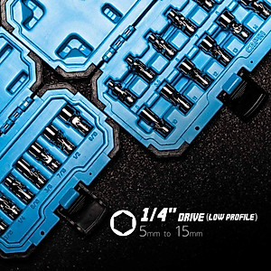 Capri Tools 1/4 in. Drive Universal Socket Set, 5-15 mm Metric, 12-Piece