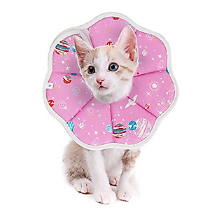 Johoxton Cat Cone Cat Cone Collar Soft Cat Recovery Collar After Surgery Cat Cones to Stop Licking Cat Donut Collar E Collar for Cats Puppy Dog (S, Pink)