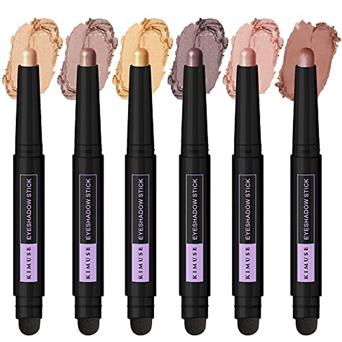 KIMUSE 6PCS Shimmer Cream Eyeshadow Stick,Brightener Eyeshadow Pencil Crayon,Waterproof Eye Shadow Stick Sets with Crease-proof, Smudge-proof and Long Lasting Eye Shadow Make Up