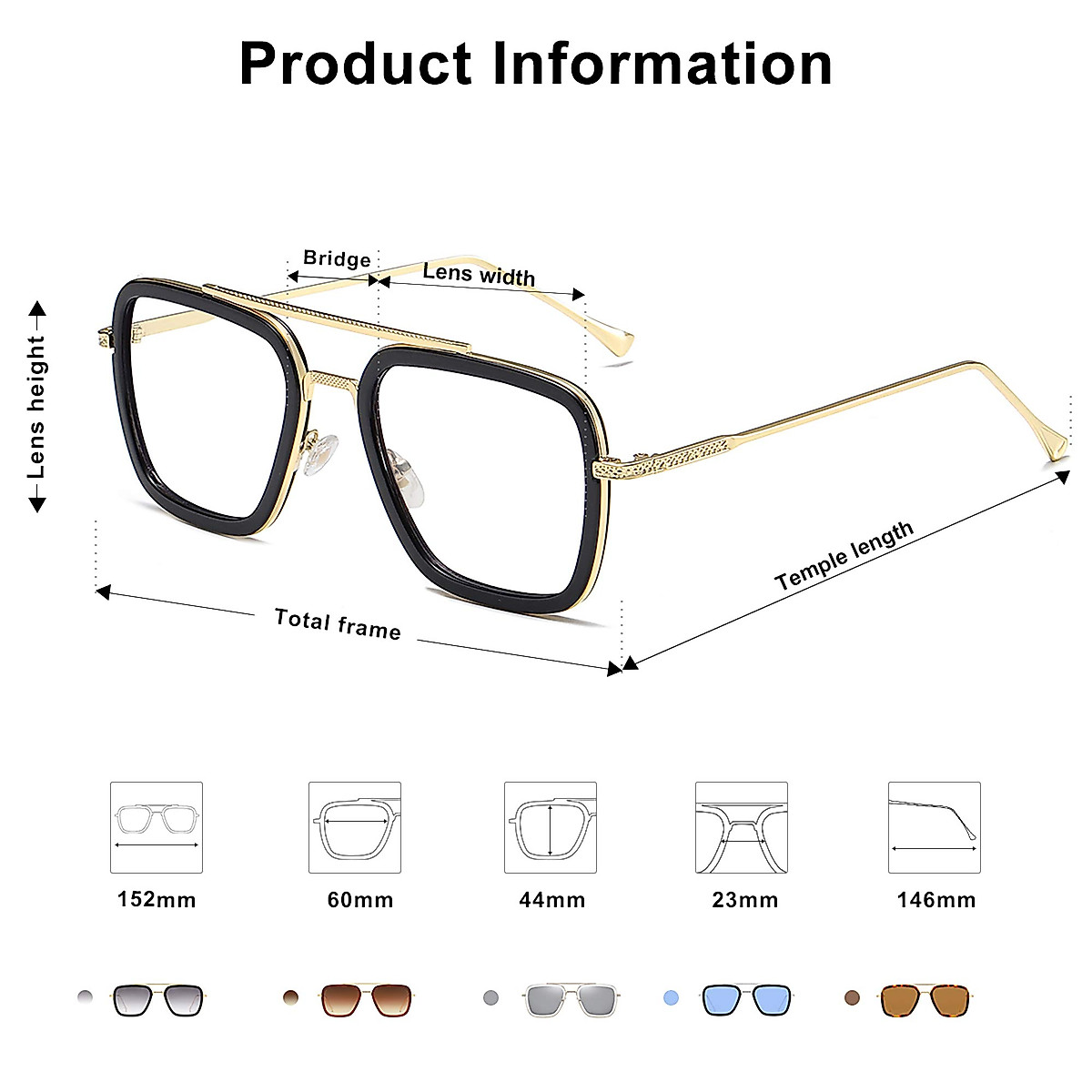 SOJOS Blue Light Blocking Glasses for Men Women Aviator Square Classic Glasses SJ1126 with Gold Frame/Black Rim/Anti-Blue Light Lens