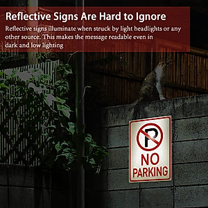 6 Pcs No Parking Signs with Symbol Sign 14 x 10 Inches Reflective Aluminum Nonparking Sign, UV Protected, Weather Resistant, Waterproof, Durable Ink Industrial Warning Signs, Easy to Mount