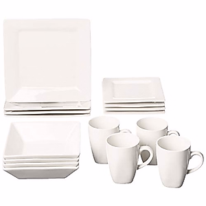 10 Strawberry Street Nova Square 16 pc Dinnerware Set, Cream White