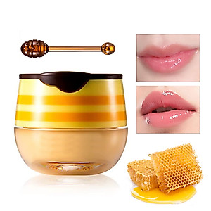 Honey Pot Bee Lip Balm with Honey Spoon,Honey Lip Sleeping Mask Overnight 24HR Repair Lip Reduces Lip Lines,Exfoliator Moisturizing Moisture Dry & Chapped Lip Care Products