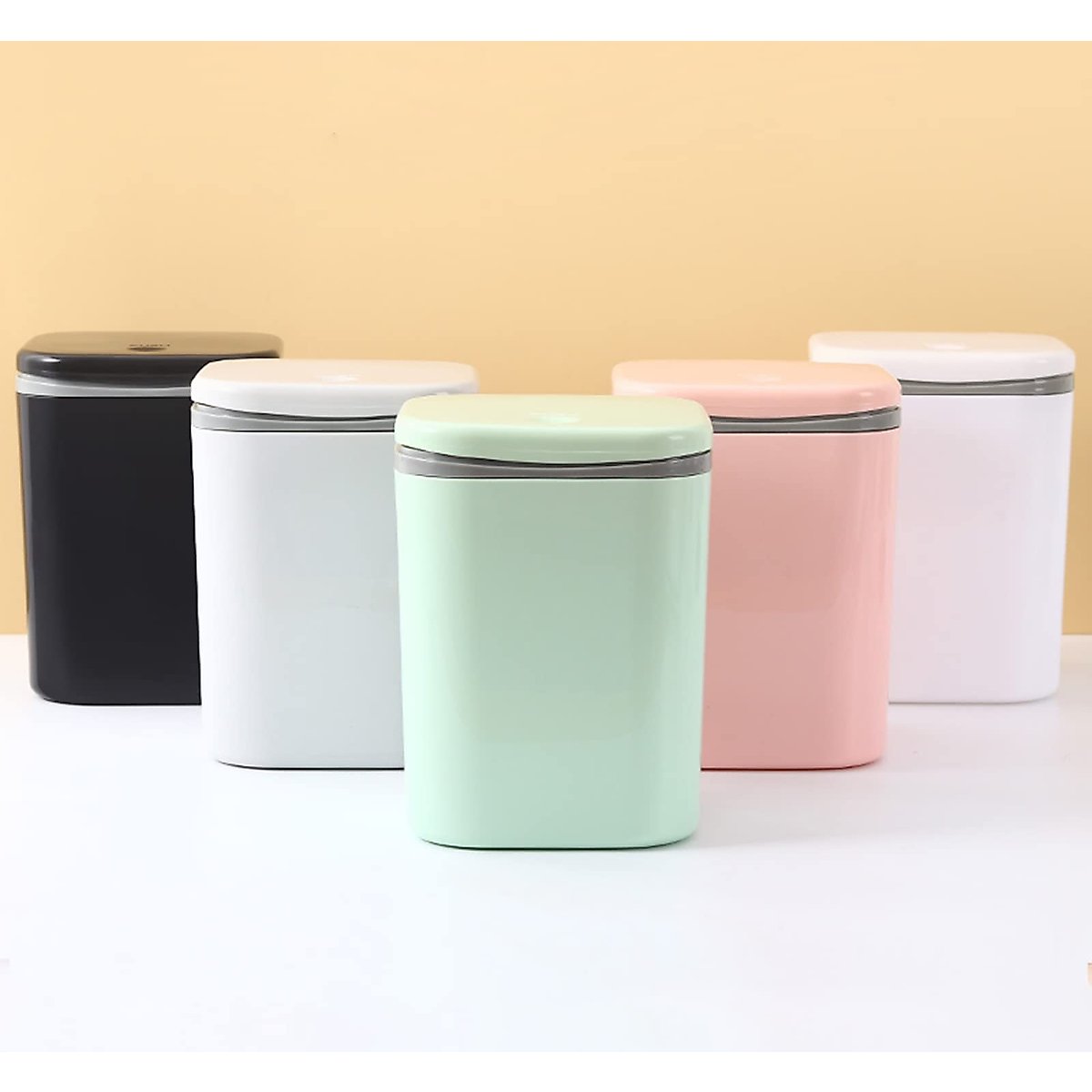 Hommp 0.5 Gallon Tiny Countertop Trash Can, Mini Desktop Garbage Can with Push-Button, Black
