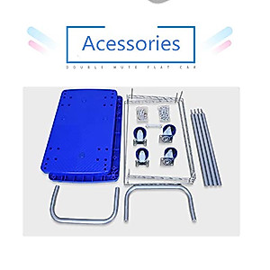 Portable Folding Handcart Double-Layer Trolley Three-Layer Flatbed Double Handrail with Guardrail Large Trolley Bearing Capacity About 600 Kg Multi Function Folding Handcart