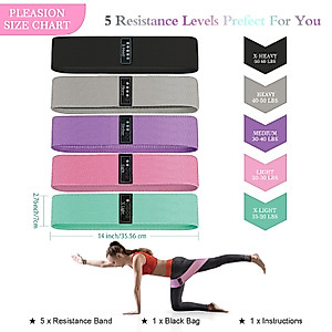 Fabric Resistance Bands for Working Out, 5 Levels Booty Bands for Women Men, Cloth Workout Bands Resistance Loop Exercise Bands for Legs Butt at Home Fitness, Yoga, Pilates