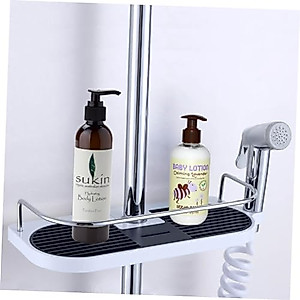 HOLIDYOYO Shower Basket Shower Shelf מתלה למקלחת Shampoo Storage for Bathroom Soap Holder Pink Candy Holder Hand-held Shower No Punching Hand-held Tray Shower Head No-perforation Soap Dish