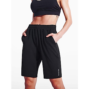 NELEUS Women's 10 inch Running Shorts Workout Athletic Short for Yoga with Pocket,3 Pack,Black/Grey/Navy Blue,US 2XL,EU 3XL