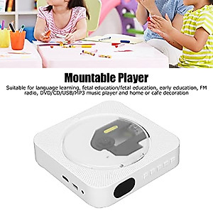 Jopwkuin Portable DVD Players CD Player Wall Mountable KC606 Dual Speakers Home DVD Players with CD, DVD, CD R/RW, DVD R/+R, DVD+RW/RW, VCD, U Disk Play Function for Language Learning(US Plug)