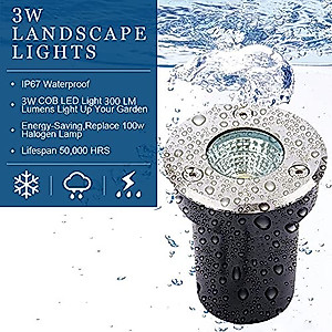 ELEGLO 12 Pack 3W Low Voltage Led Landscape Lights,12V/24V AC/DC Well Lights,IP67 Waterproof In Ground Light and Landscape Lighting for Garden,Yard, Driveway, Deck, Step Up Light(Warm White 12 Pack)