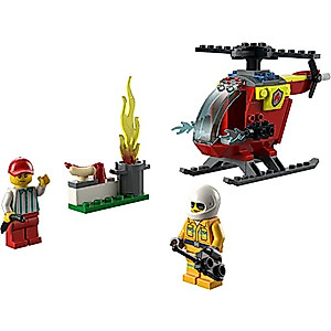 LEGO City Fire Helicopter Toy 60318 for Preschool Kids, Boys and Girls 4 plus Years Old, with Firefighter Minifigure & Starter Brick