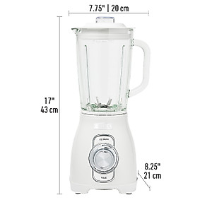 Haden Power Blender, 1.75 Liter Glass Jug, High Power 700W Motor, 5 Speed Settings, Pulse and Ice Crush Buttons, Stainless Steel, Ivory/Chrome