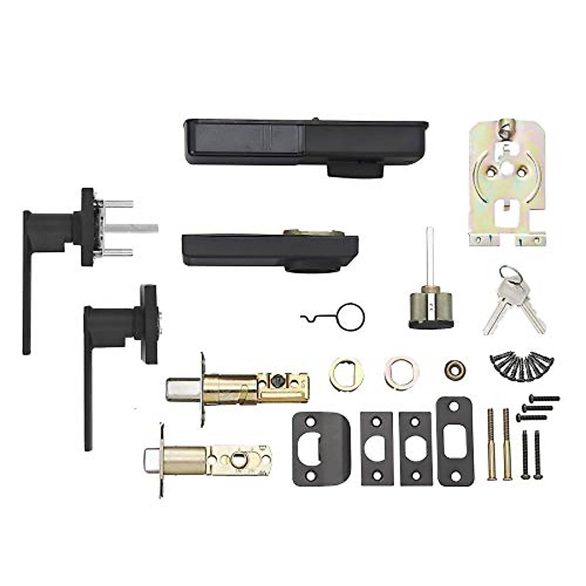 Amazon Basics Grade 3 Electronic Touchscreen Deadbolt Door Lock with Passage Lever, Matte Black, 133mm H Uppper x 65.3mm H lower