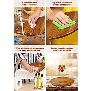 AIDEA Acacia Wood Dinner Plates, 11Inch Round Wood Plates Set of 4, Easy Cleaning & Lightweight for Dishes Snack, Dessert, Unbreakable Classic Plate