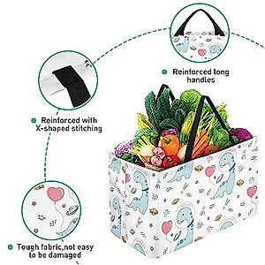 Dinosaur Full Print Large Capacity Laundry Organizer Tote Bag - Reusable and Foldable Oxford Cloth Shopping Bags