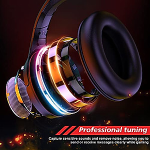 QLB RGB Gaming Headset, Game Earphone with Microphone, Hi-Fi Stereo Headphone, Noise-Cancelling Stereo Gaming Headset for iPhone, iPad, Android, PC, Mac, Tablet (Black G12)