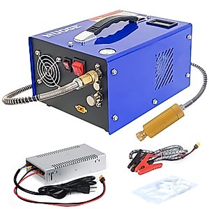 NUOGE PCP Air Compressor 4500Psi/30Mpa Water/Oil Free PCP Air Pump Rifle/Pistol Paintball Cans Powered 12V Automotive DC 110V AC For Home Use With Power Converter And Oil-moisture Filter Easy Carry