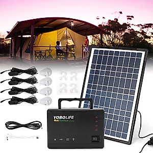 Solar Generator Lighting System 200W Portable Power Station Portable Solar Panel Kit Small Basic Portable Generator Kit Emergency Power Supplies for Home & Outdoor Camping