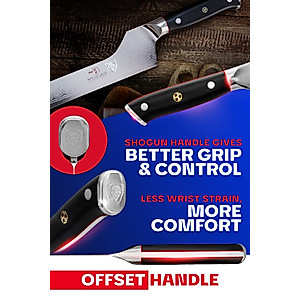 Dalstrong Slicing Knife - Offset Blade Carving Knife - 12 inch - Shogun Series ELITE - Japanese AUS-10V Super Steel Kitchen Knife - G10 - Damascus - Vacuum Treated - Sheath - Bread Knife, Meat Slicer